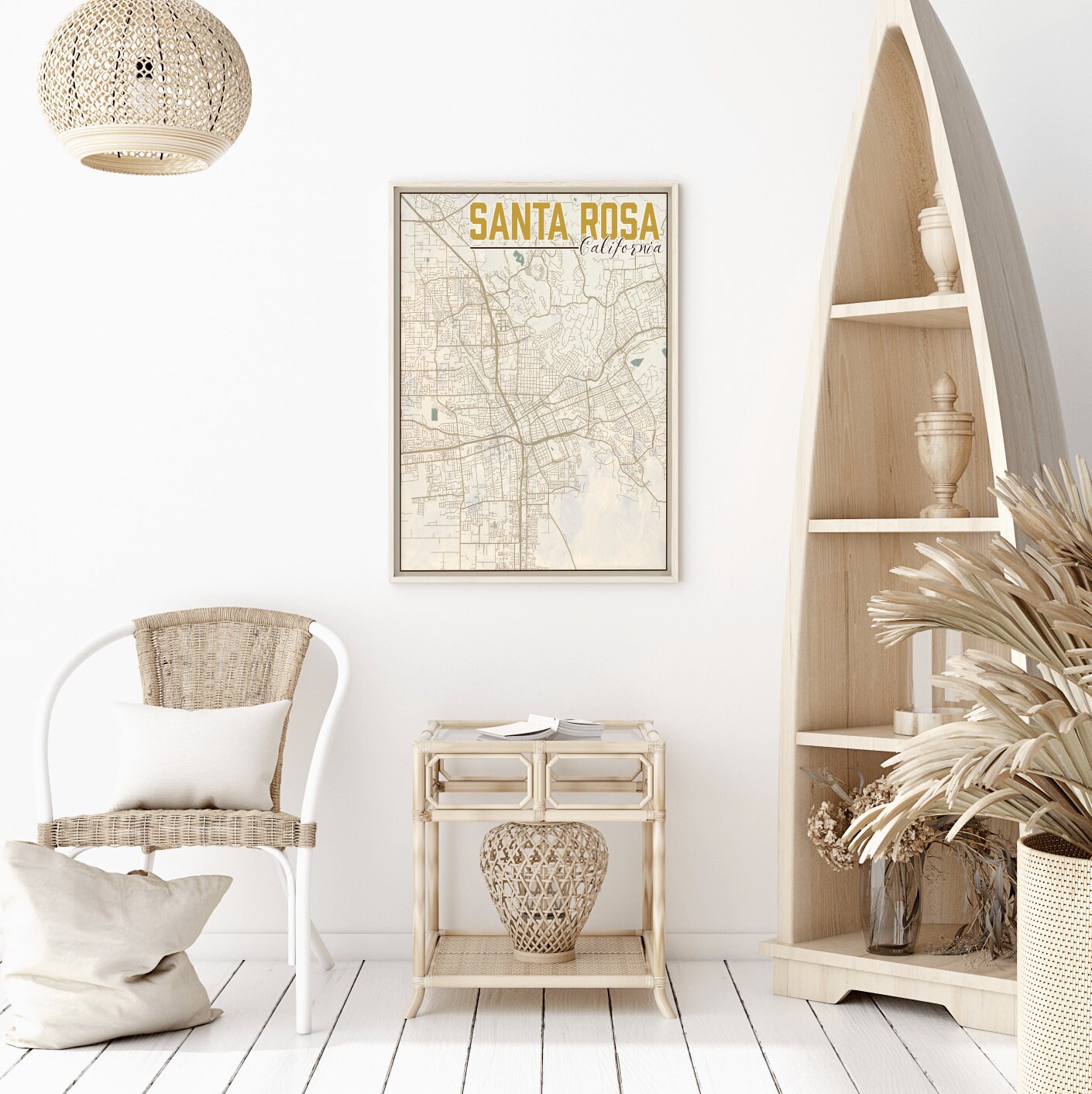 Santa Rosa Street Map Print Hanging Canvas Map of Santa Rosa - Etsy