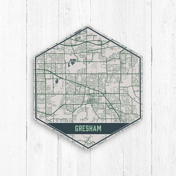 Gresham Oregon Map Hexagon Map Hexagon Canvas Travel | Etsy