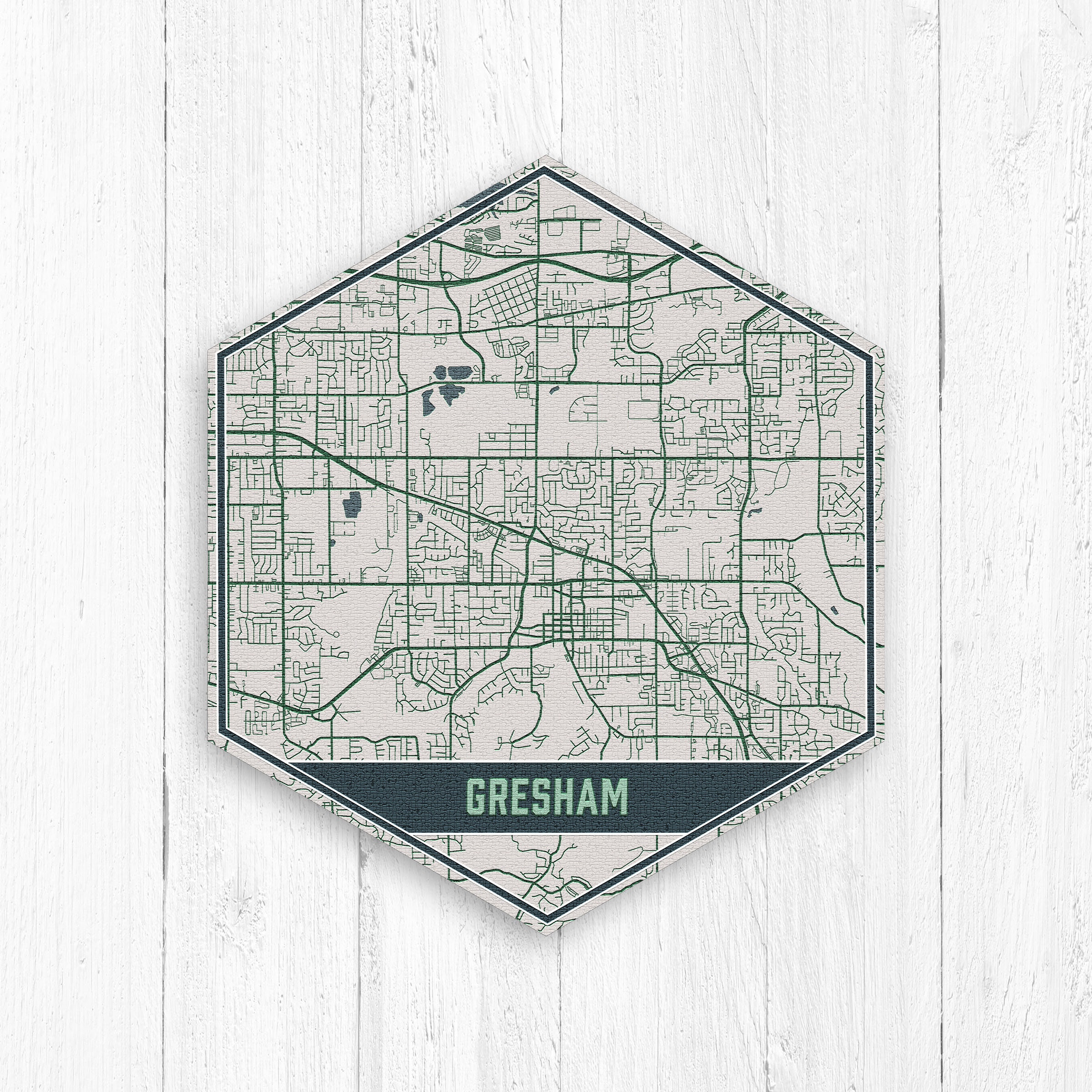 Gresham Oregon Map Hexagon Map Hexagon Canvas Travel - Etsy