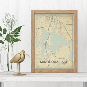 Minocqua Lake Wisconsin Street Map Print Minocqua Lake | Etsy