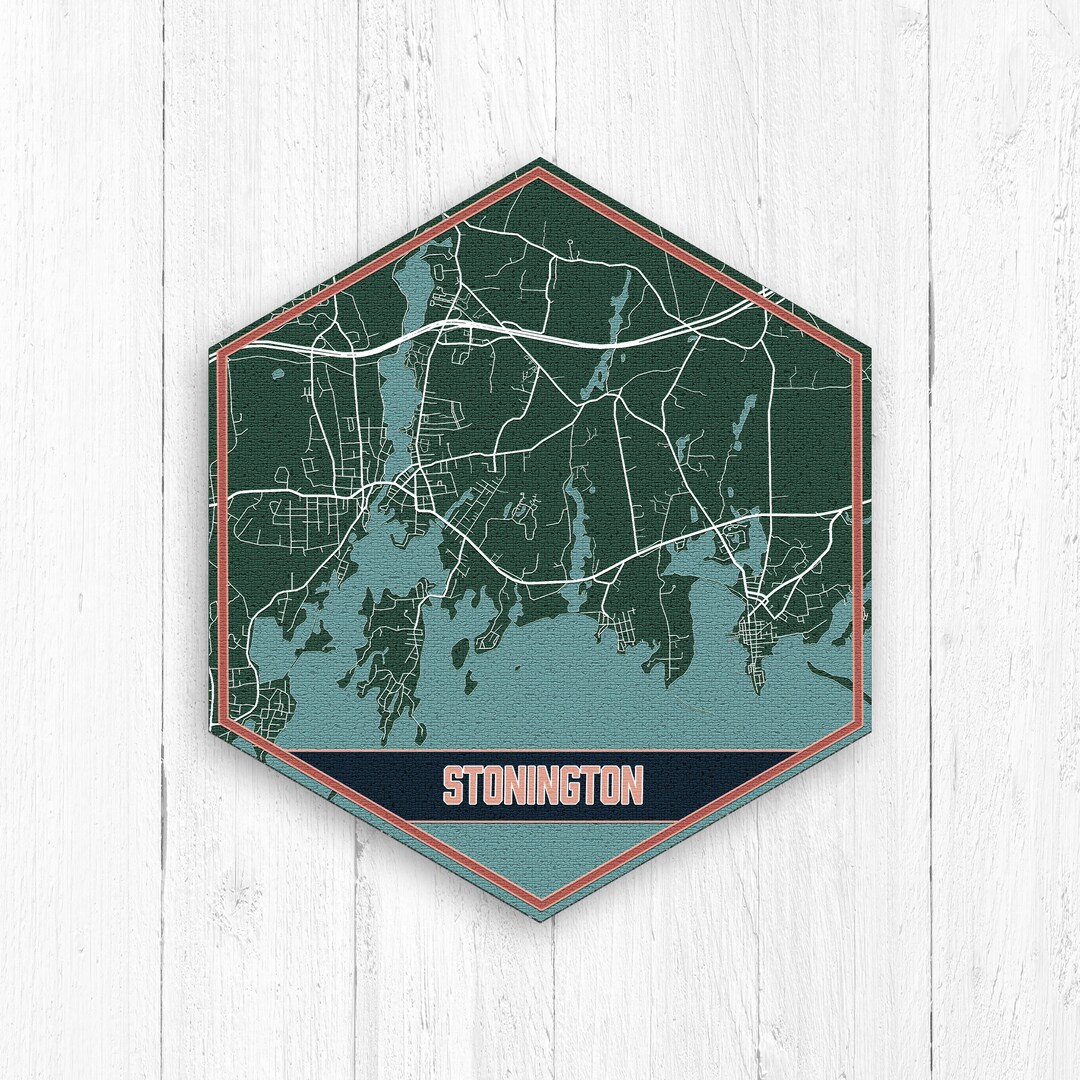 Stonington Connecticut Hexagon Street Map Print by Printed Marketplace ...