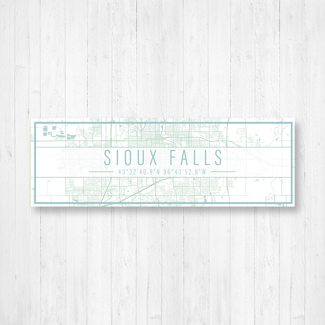 Sioux Falls South Dakota Street Map Sign | Hanging Canvas Map of Sioux ...