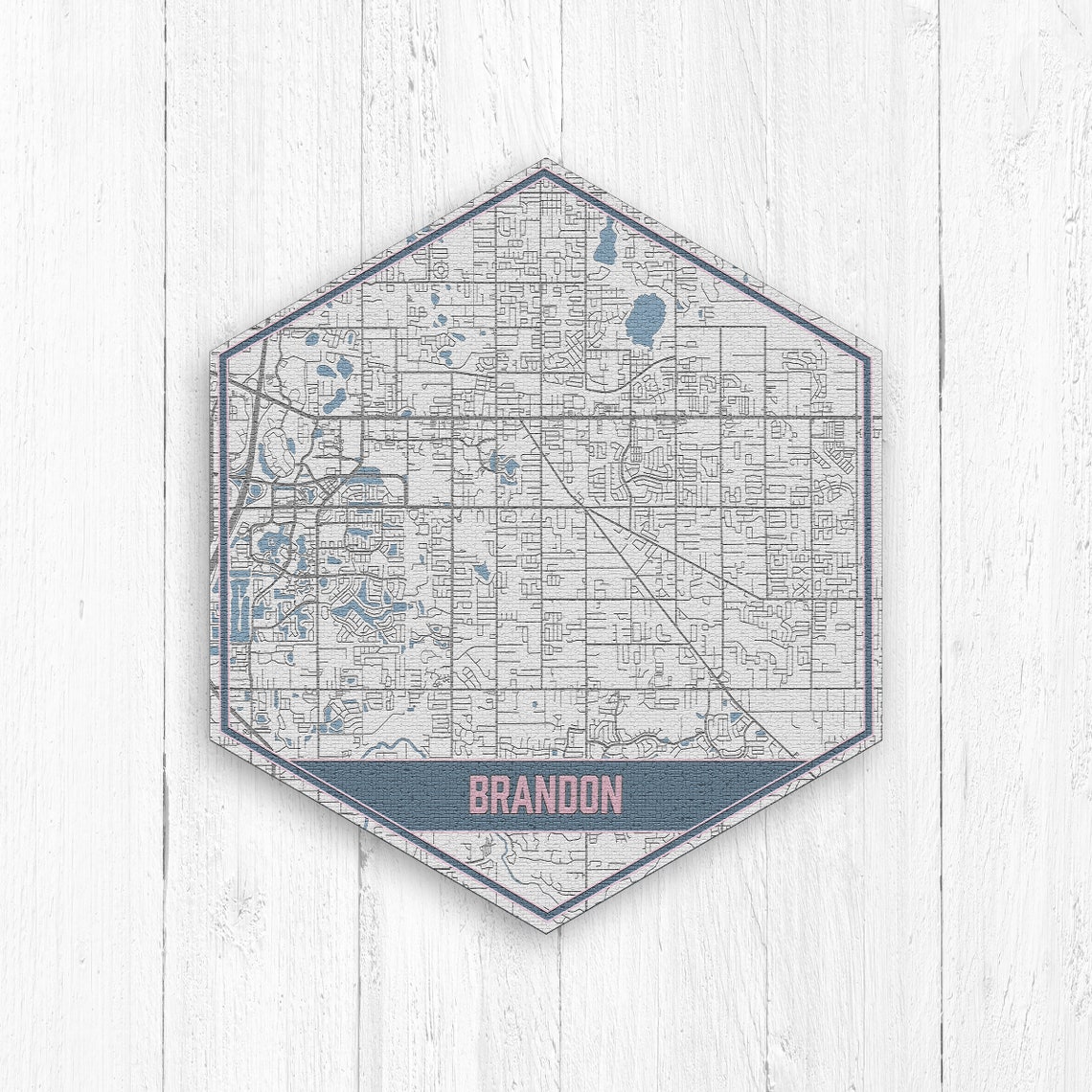 Brandon Florida Street Map Brandon Florida Hexagon Brandon - Etsy