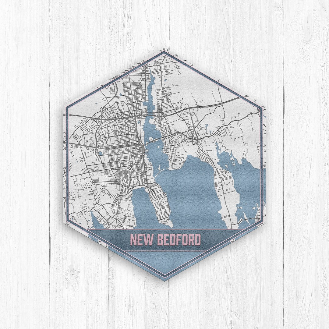 New Bedford Massachusetts Street Map, New Bedford Hexagon, Gray and ...