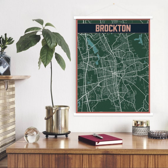 Brockton Massachusetts City Street Map Hanging Canvas Map of | Etsy