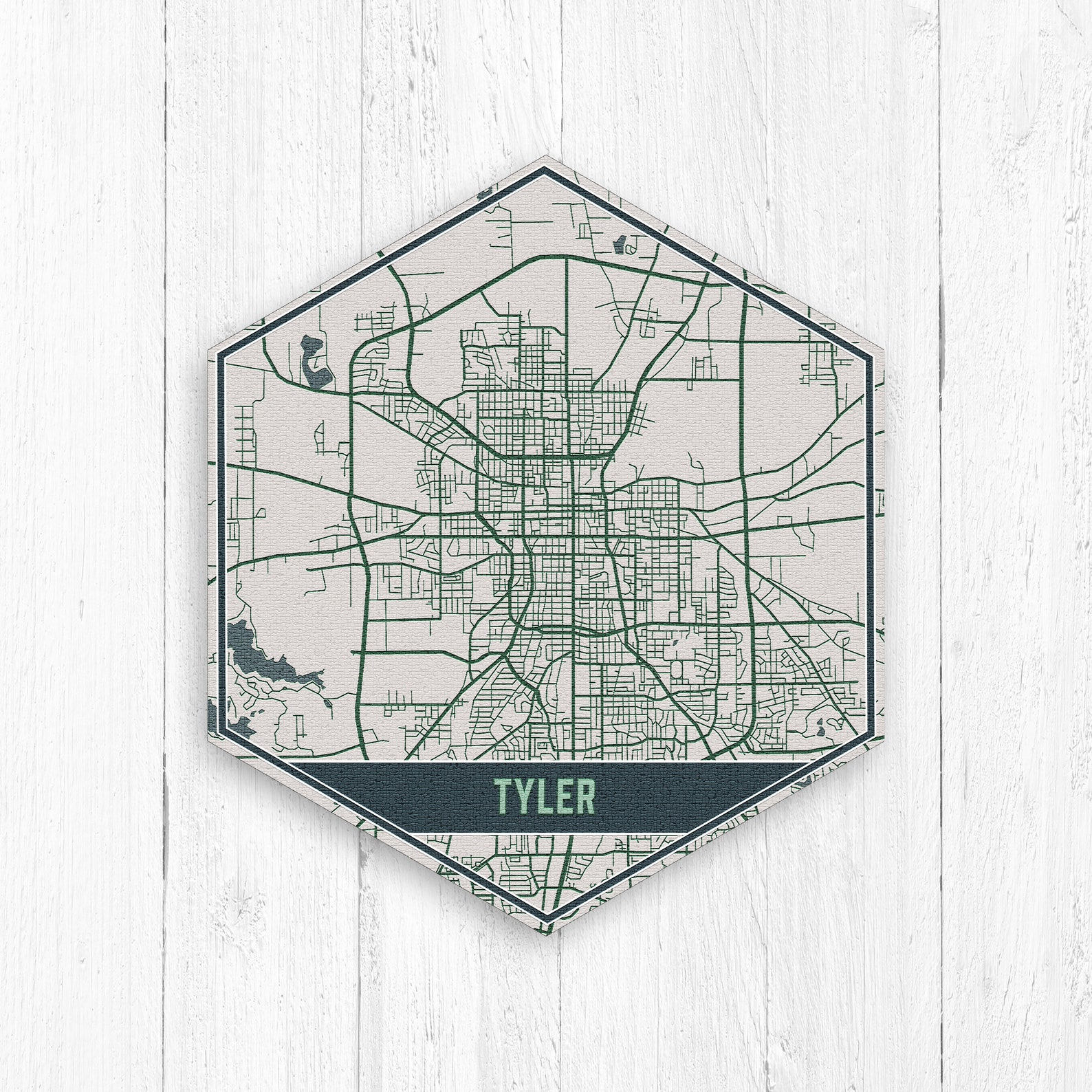Tyler Texas Street Map Hexagon Map Hexagon Canvas Travel | Etsy