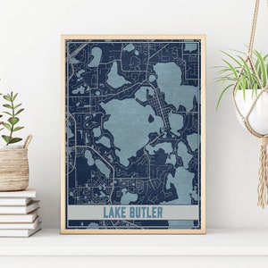 Lake Butler Florida Map Print | Lake Butler Magnetic Poster Frame ...