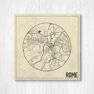 Rome Georgia Weathered Street Map Hanging Canvas Map of Rome Printed ...