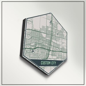 Custom City Map, Hexagon Map, Hexagon Canvas, Custom Print, Custom ...