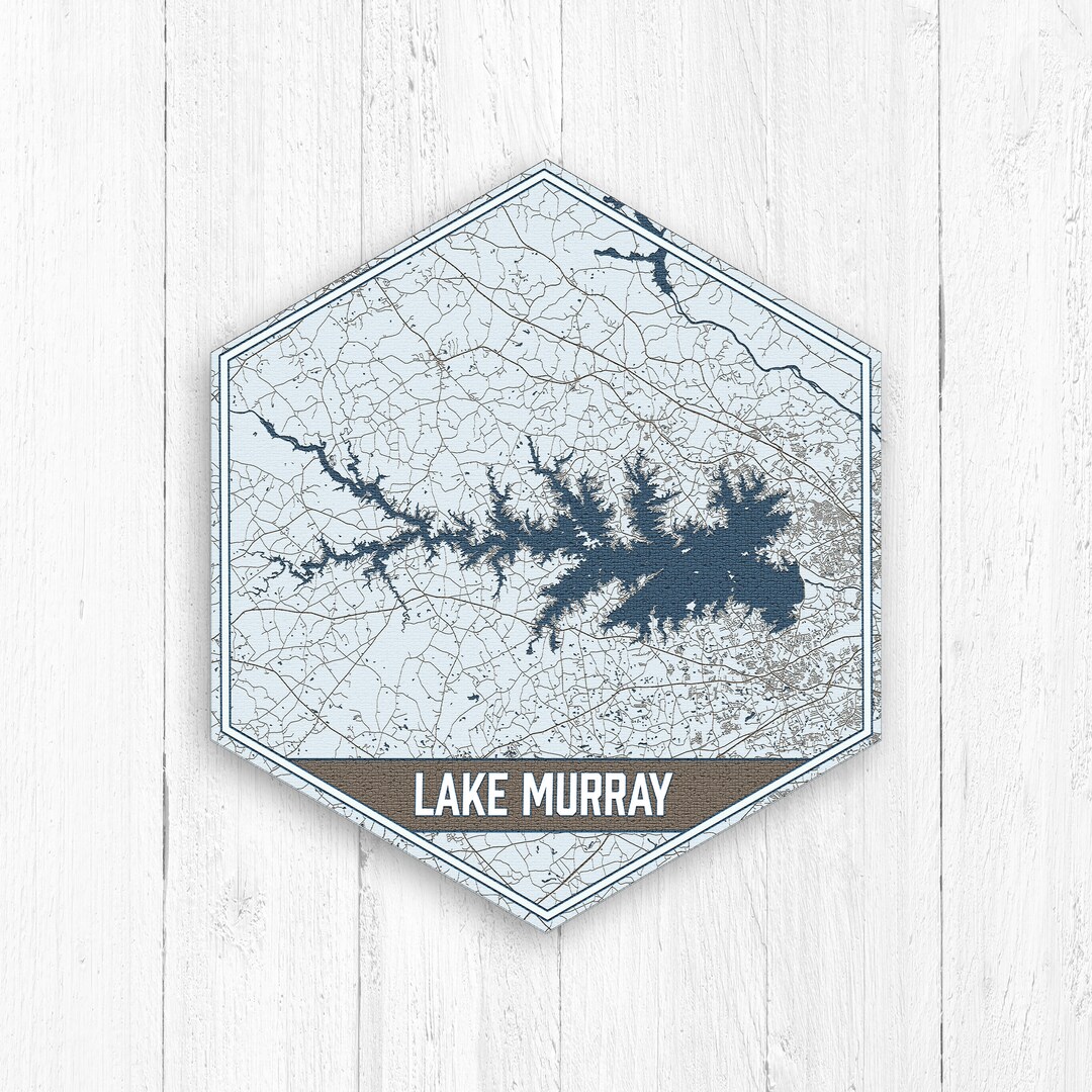 Lake Murray South Carolina Hexagon Print, Lake Murray Canvas, Lake ...