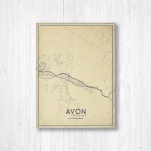 Avon Colorado Weathered Street Map | Hanging Canvas of Avon Colorado ...