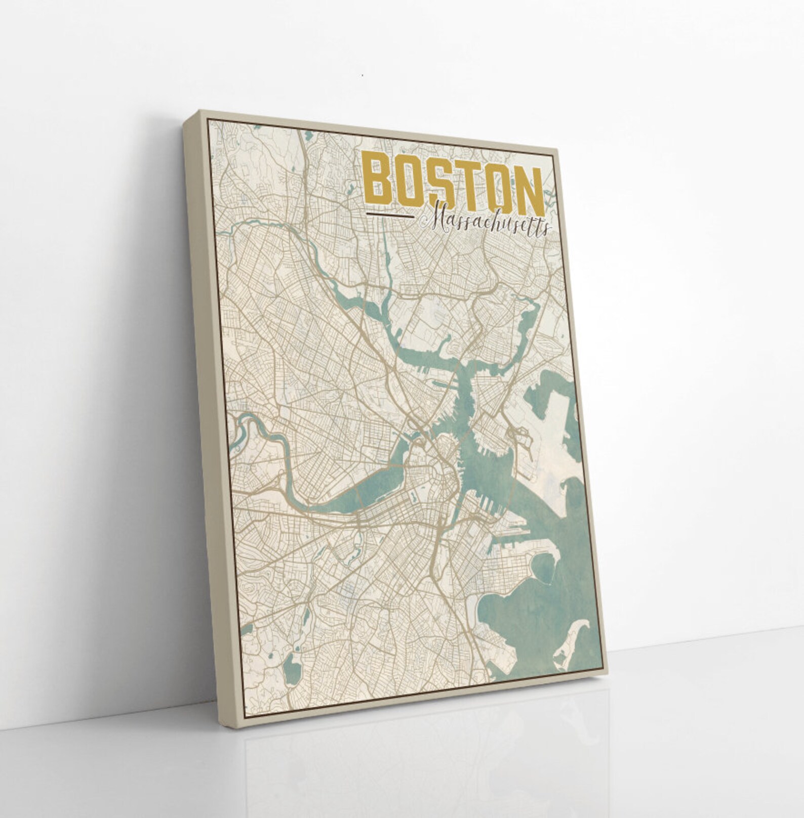 Boston Massachusetts Nautical Map Hanging Canvas Map of - Etsy