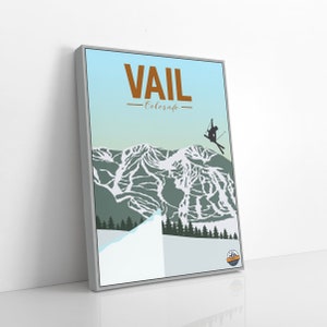 Vail Colorado Ski Resort Illustration Print Hanging Canvas of Vail Ski ...