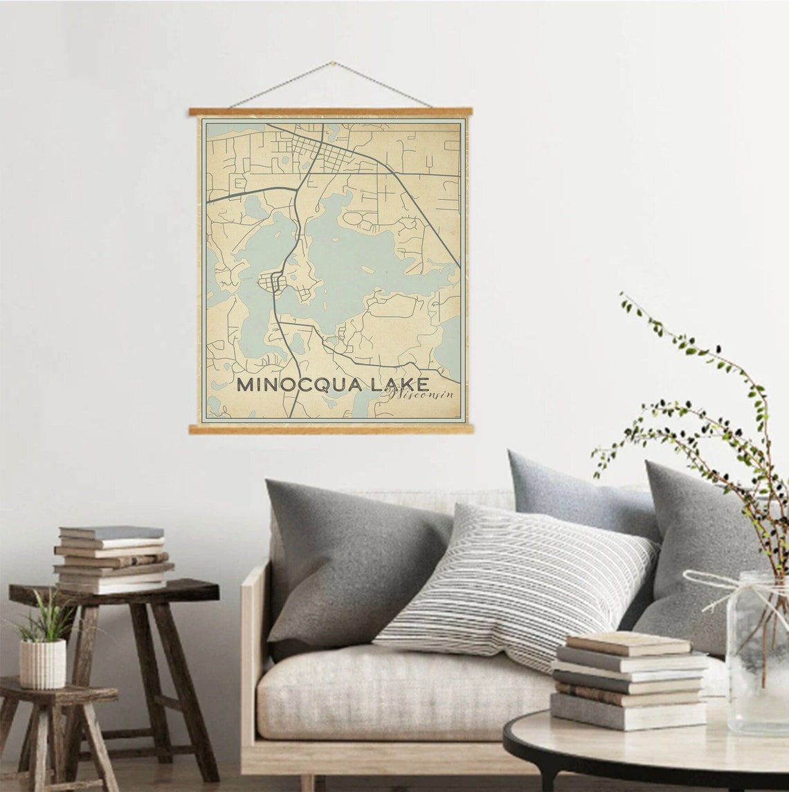Minocqua Lake Wisconsin Street Map Print Minocqua Lake - Etsy