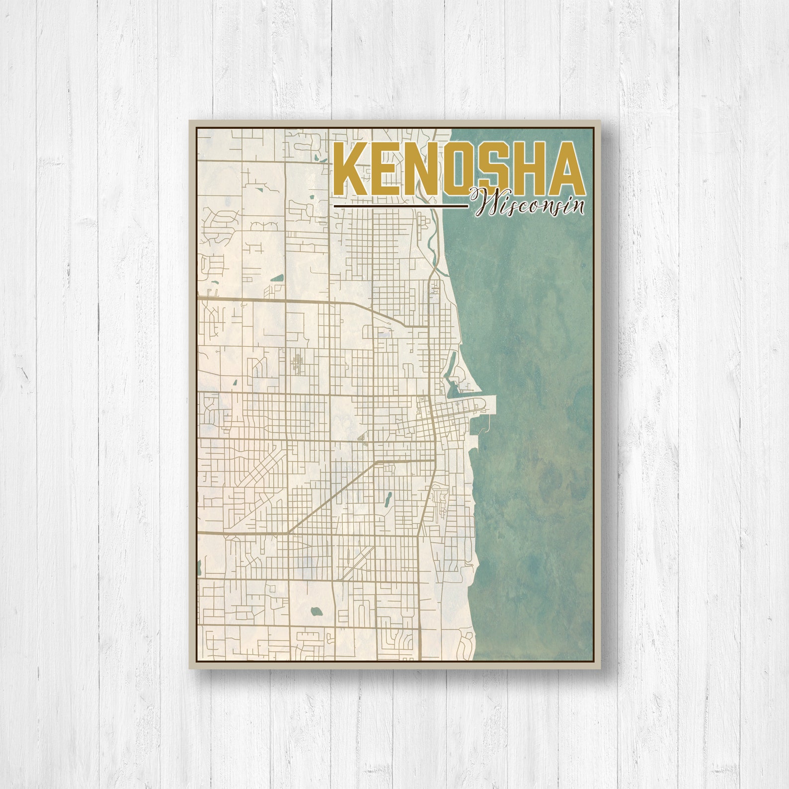 Kenosha Wisconsin Nautical Street Map Hanging Canvas of | Etsy