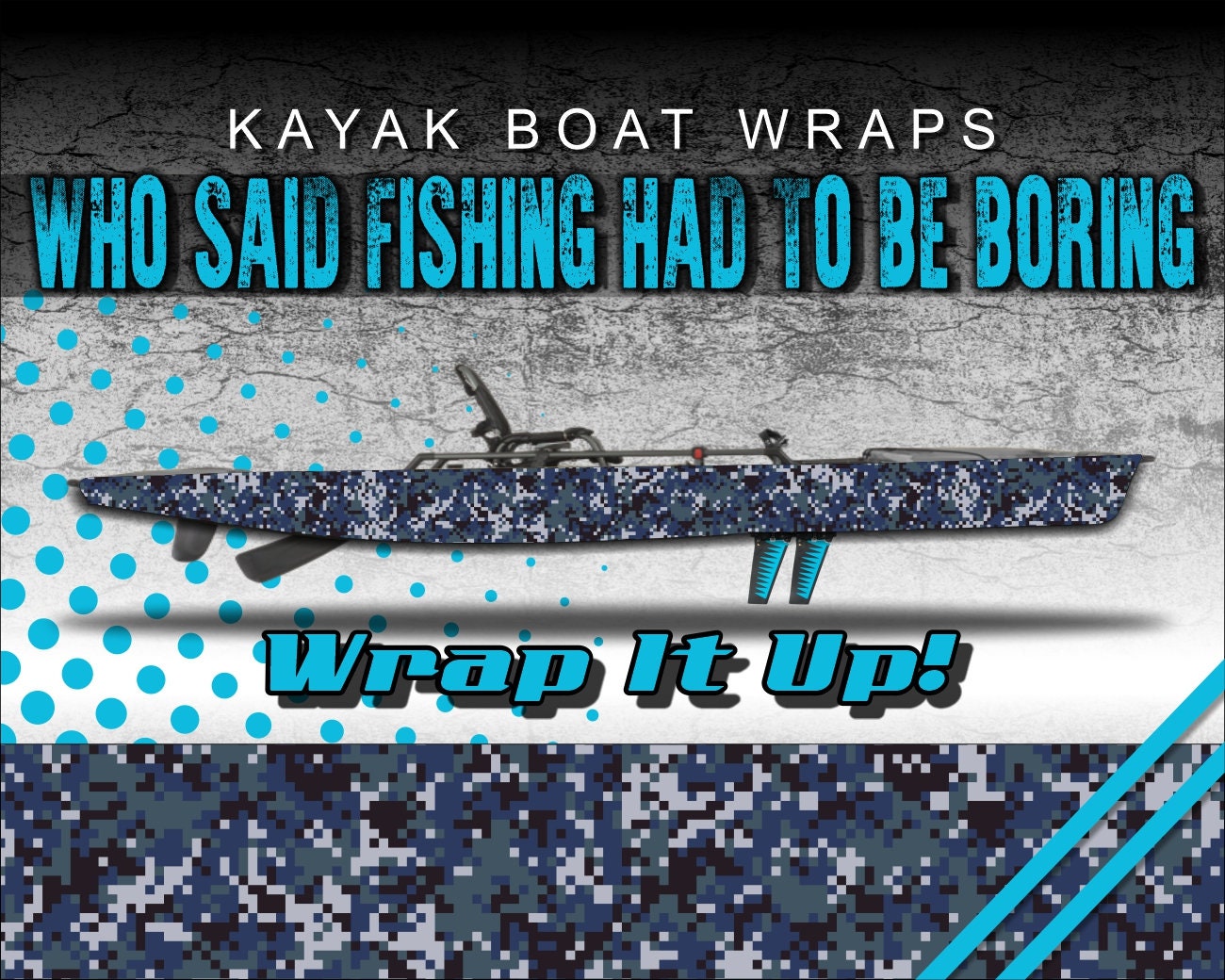 Navy Blue Digital Camo Kayak Vinyl Wrap Kit Graphic | Etsy