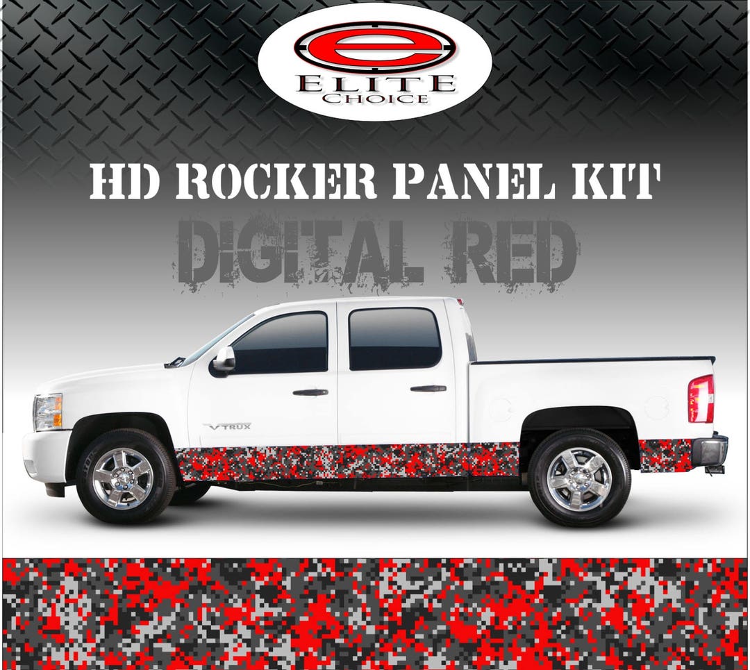 Digital Red Camo Rocker Panel Graphic Decal Wrap Truck SUV - 12" X 24FT ...