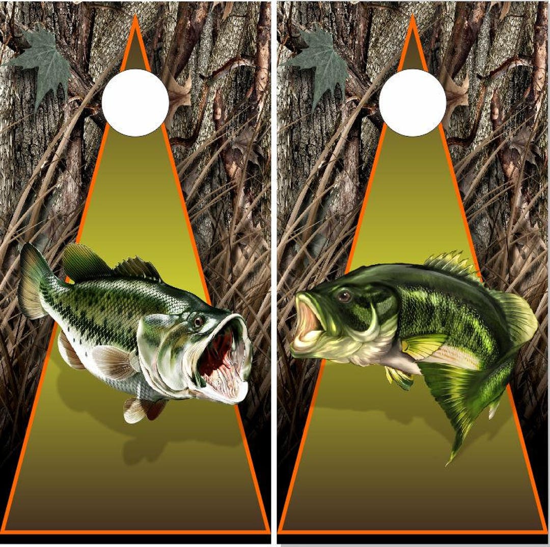 Bass Fishing Camo Cornhole Wrap Bag Toss Decal Skin Sticker Wraps ...