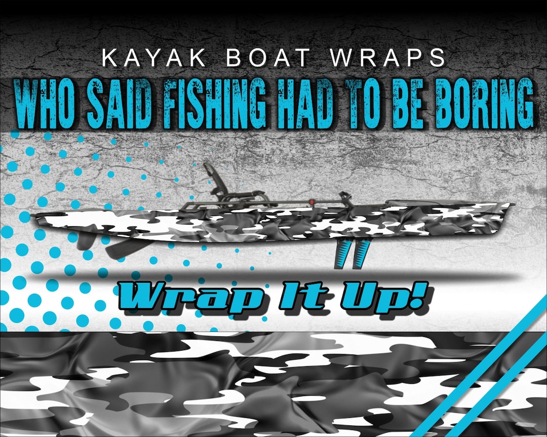 Traditional Snow Cloth Camo Kayak Vinyl Wrap Kit Graphic Decal/sticker ...
