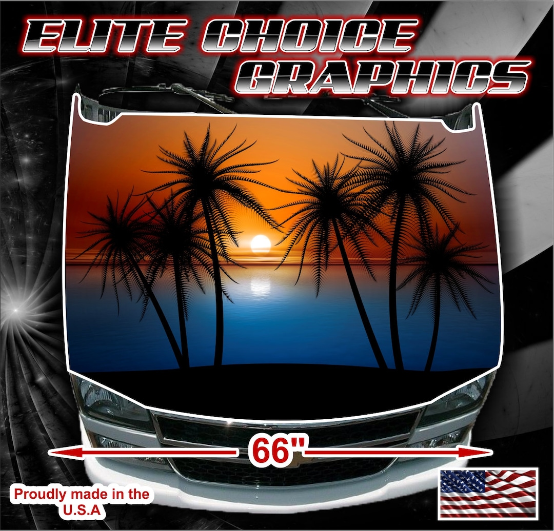 Beach Sunset Vinyl Hood Wrap Bonnet Decal Sticker Graphic Universal Fit ...