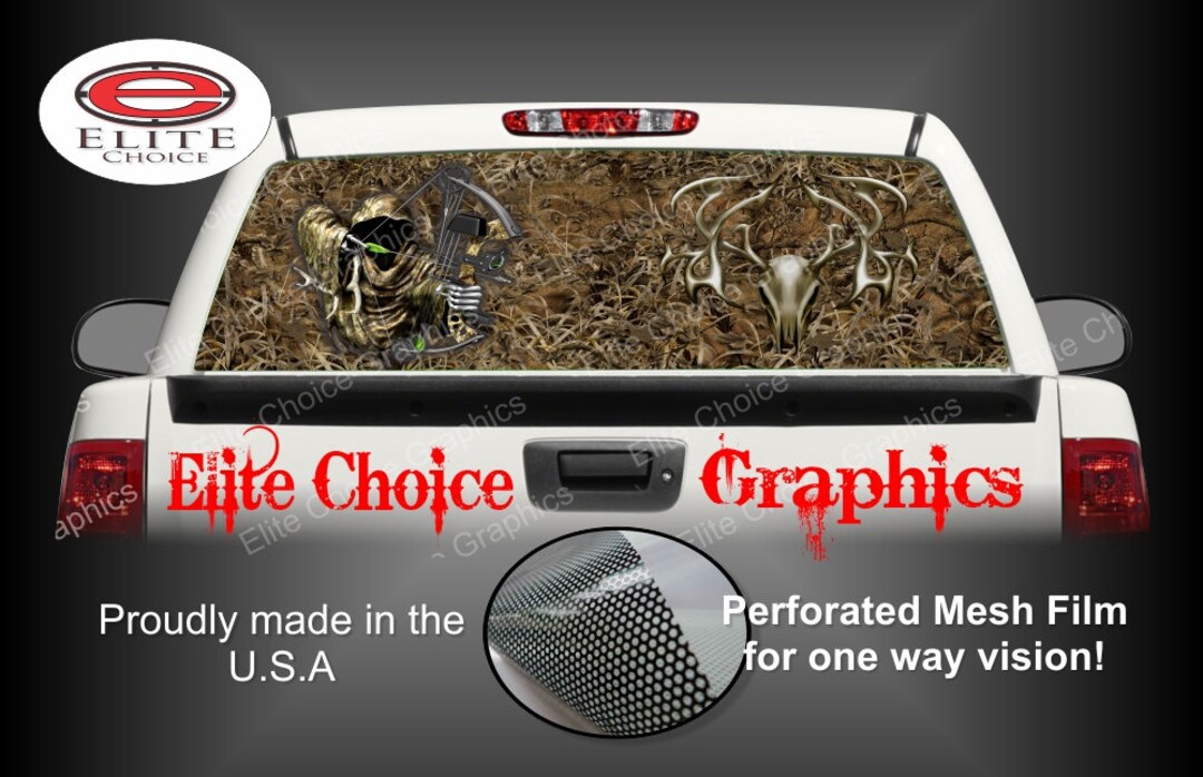 Reaper Buck Skull Grass Camo Rear Window Graphic Tint Decal Sticker ...