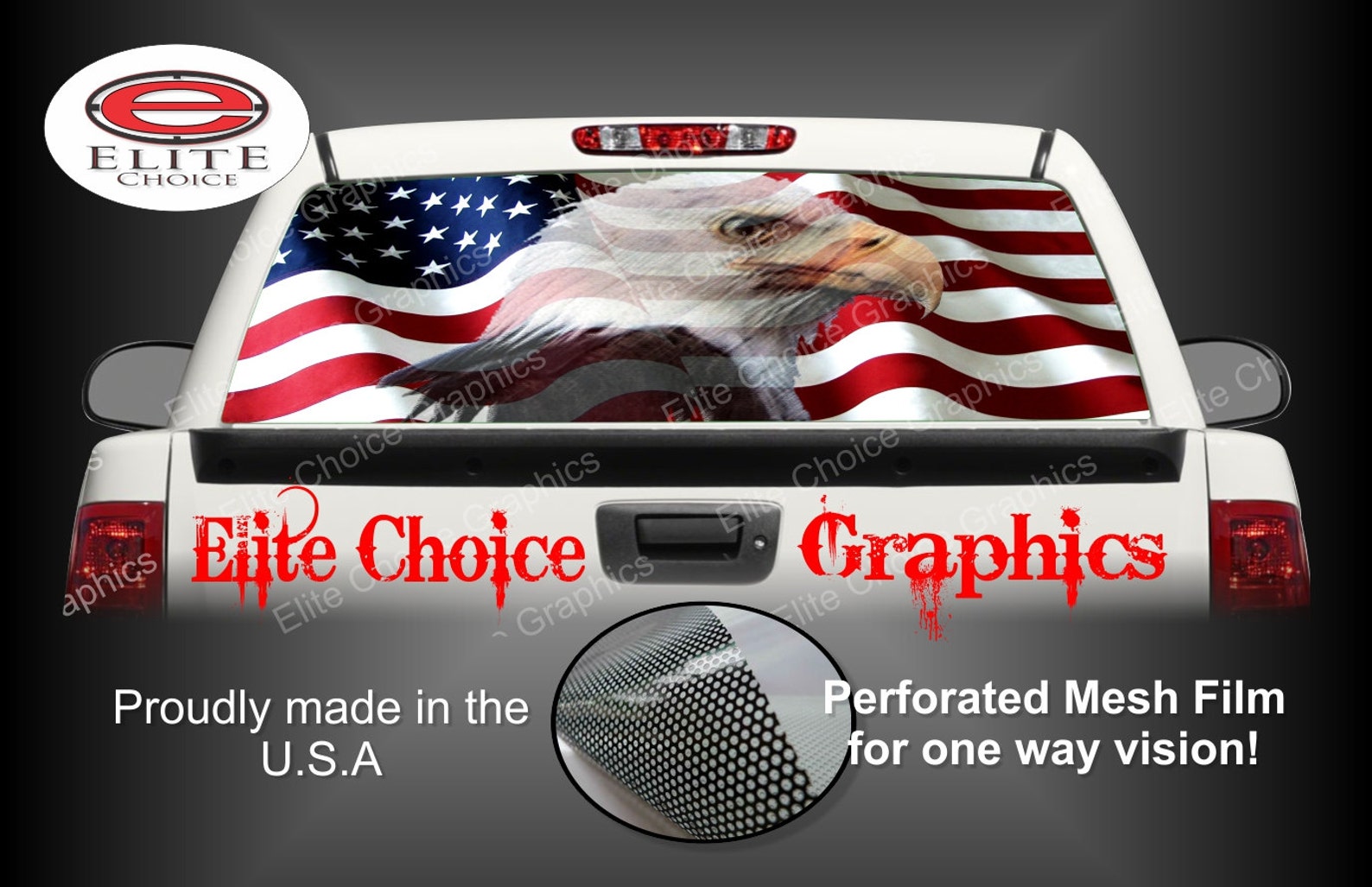 American Flag Eagle Rear Window Graphic Tint Decal Sticker Truck SUV ...