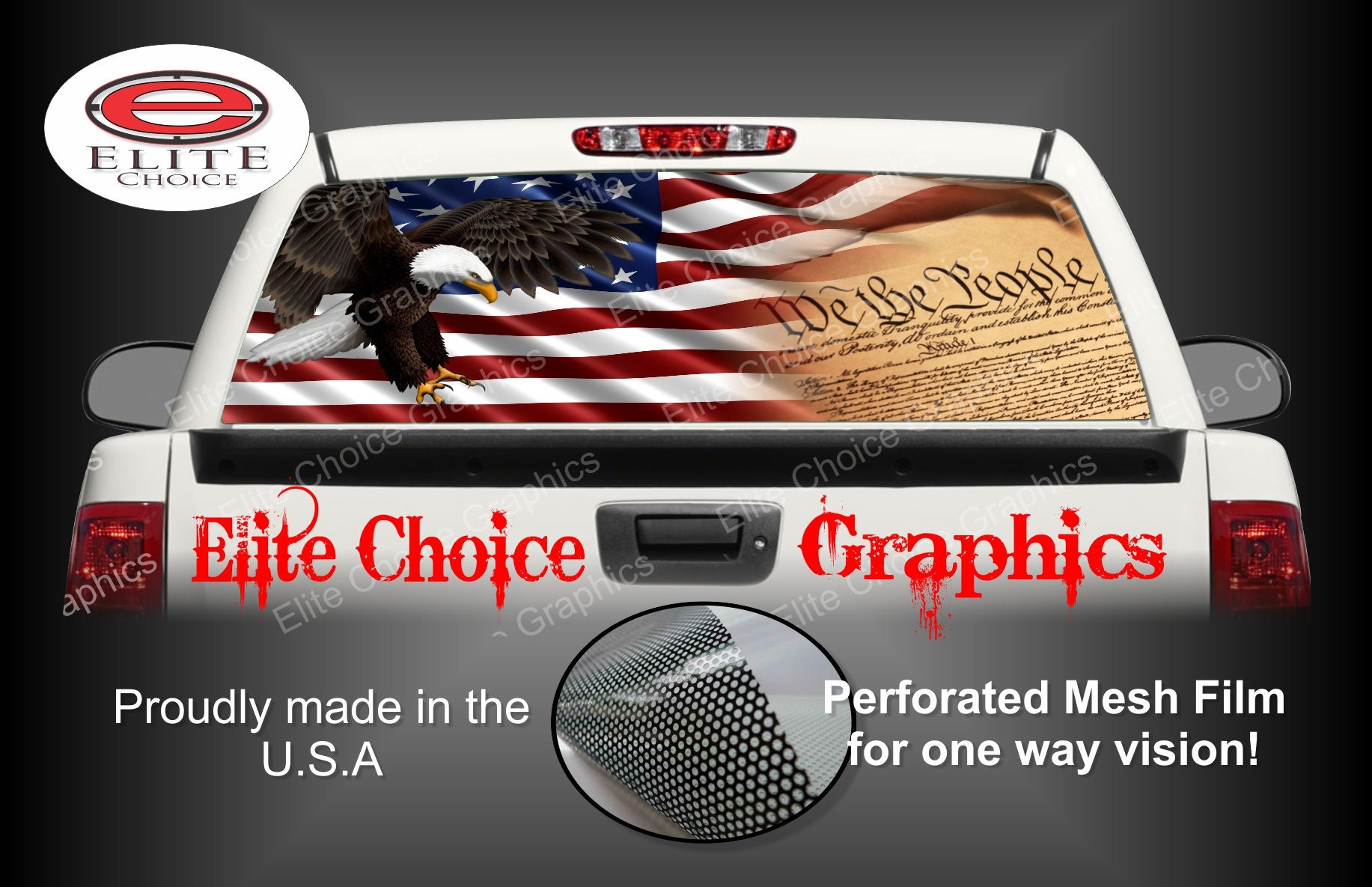 Eagle Constitution American Flag Rear Window Graphic Tint Decal Sticker ...