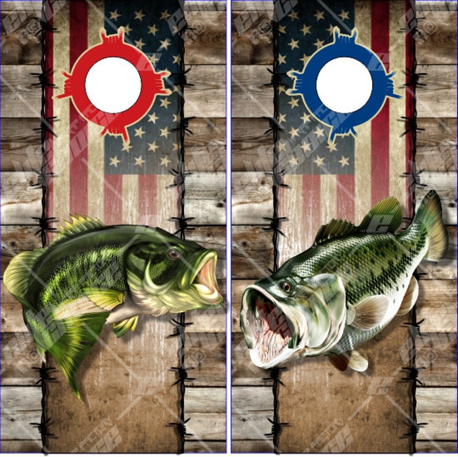 Wicked Wire Bass Fish Flag Cornhole Wrap Bag Toss Decal Skin Sticker ...