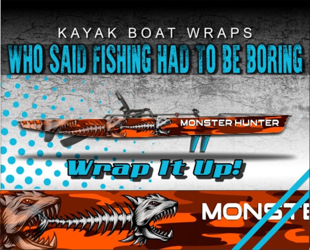 Monster Hunter Fish Inferno Camo Kayak Vinyl Wrap Kit Graphic Decal ...