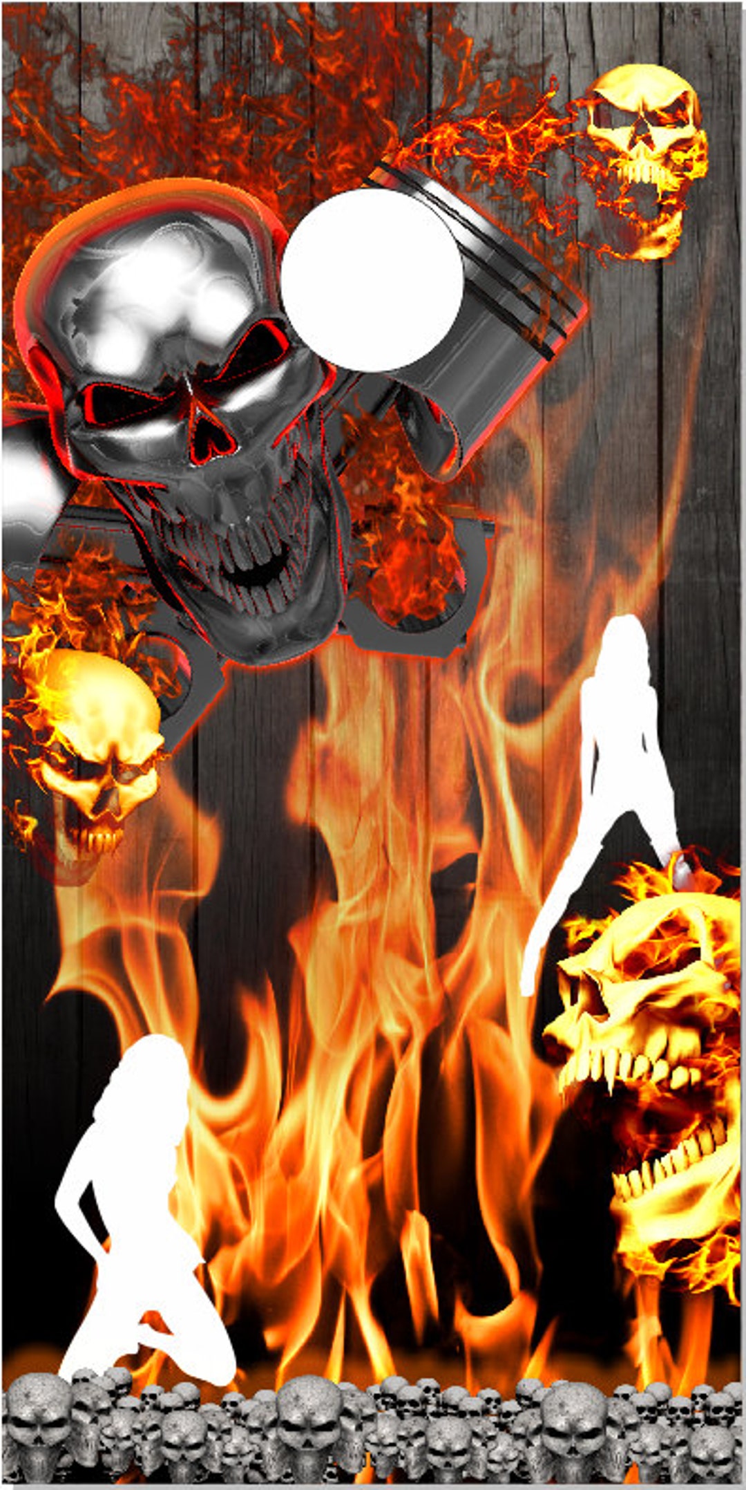 Gear Head Skull Flames Cornhole Wrap Bag Toss Decal Skin Sticker Wraps ...