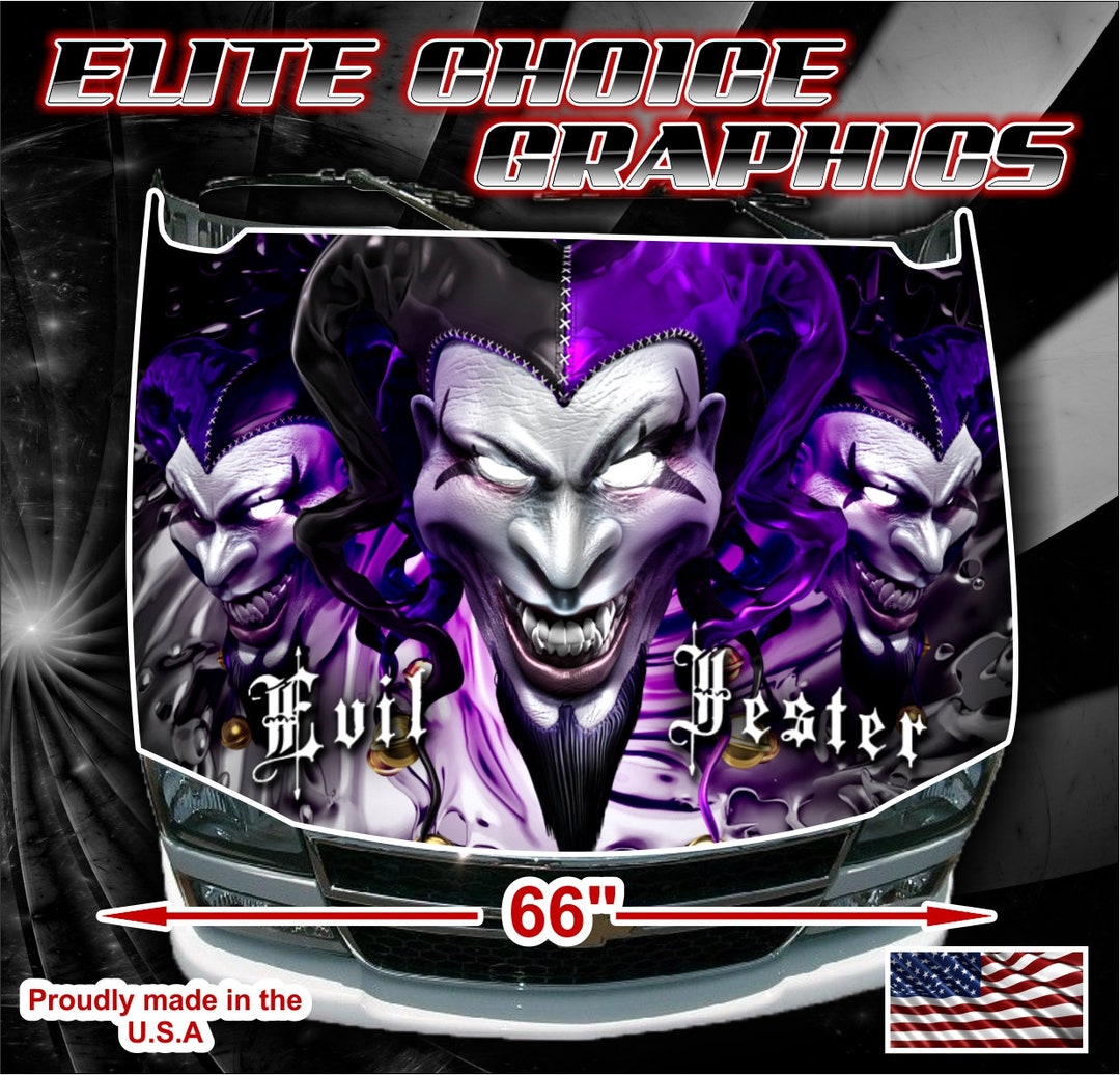 Evil Jester Vinyl Hood Wrap Bonnet Decal Sticker Graphic Universal Fit ...