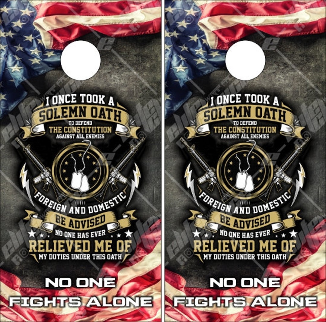 Veteran Oath Flag Cornhole Wrap Bag Toss Decal Skin Sticker Wraps ...