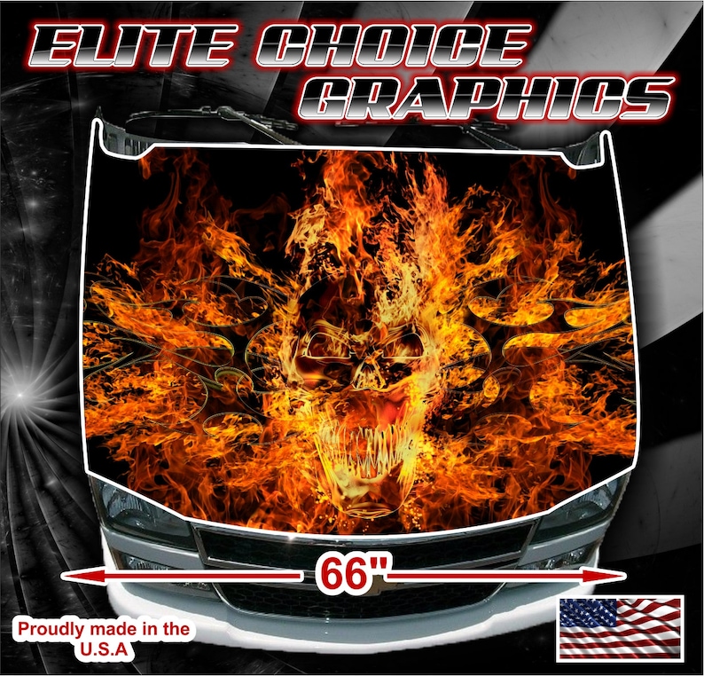 Tribal Skull Flames Vinyl Hood Wrap Bonnet Decal Sticker - Etsy