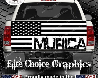 Murica Gray America Flag 2 Truck Tailgate Wrap Vinyl Graphic | Etsy
