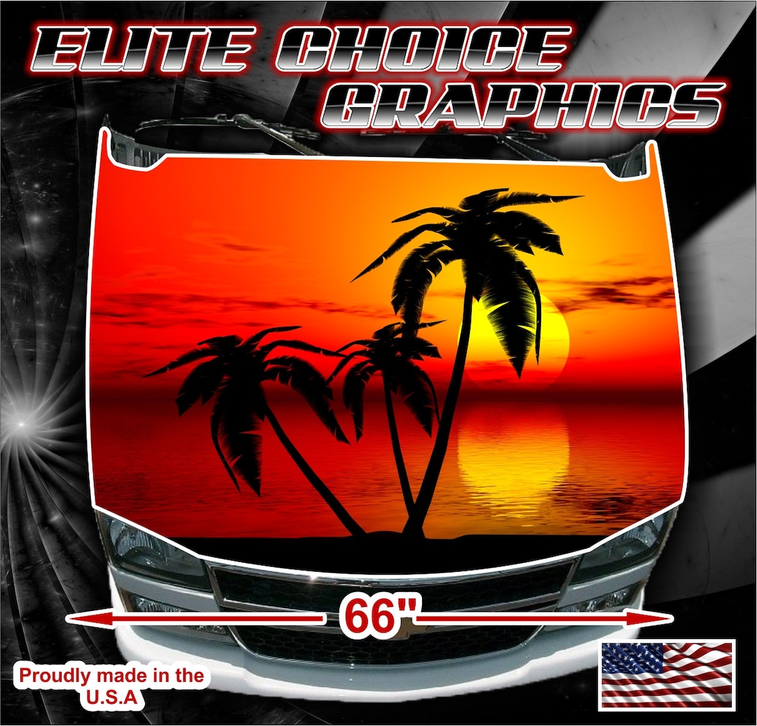 Tropical Beach Sunset 6 Vinyl Hood Wrap Bonnet Decal Sticker Graphic ...