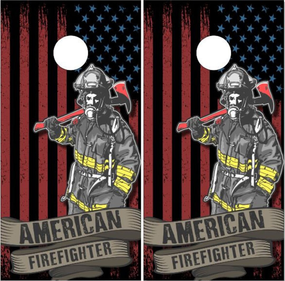 American Firefighter Flag Cornhole Wrap Bag Toss Decal Skin Sticker ...