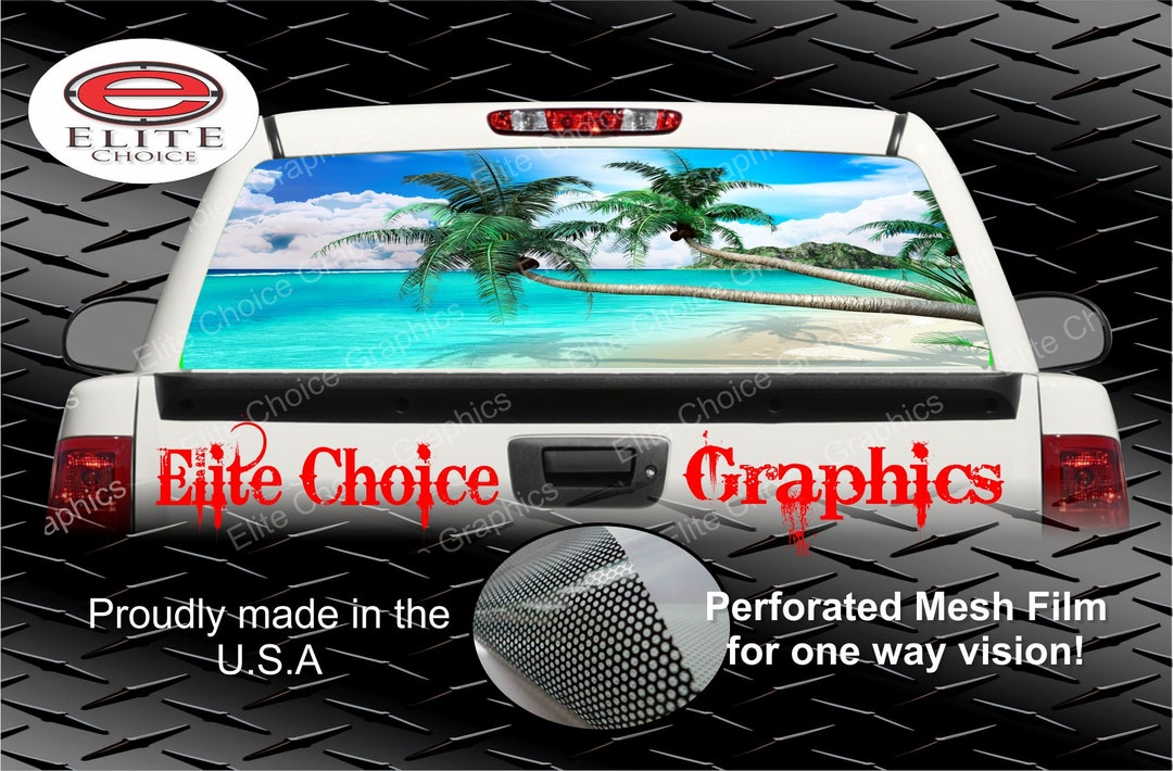 Beach Palm Trees Rear Window Graphic Tint Decal Sticker Truck SUV Van ...