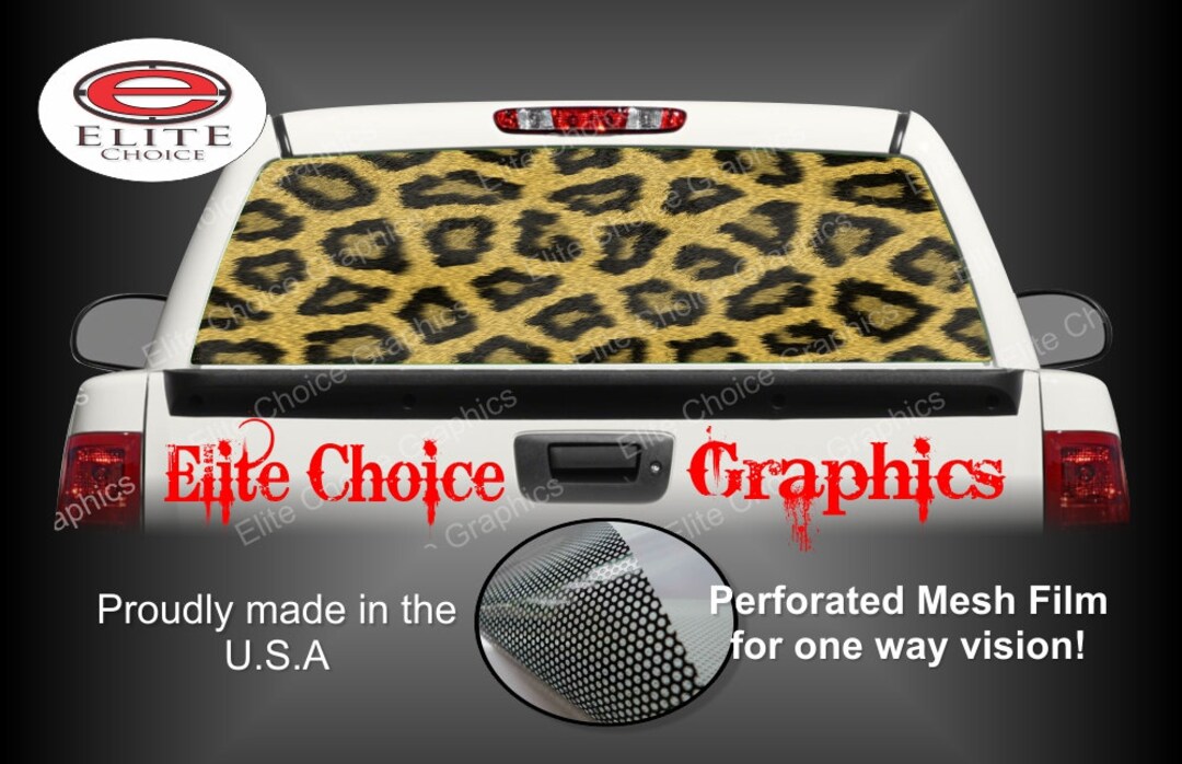 Leopard Print Rear Window Graphic Tint Decal Sticker Truck SUV Van Car ...