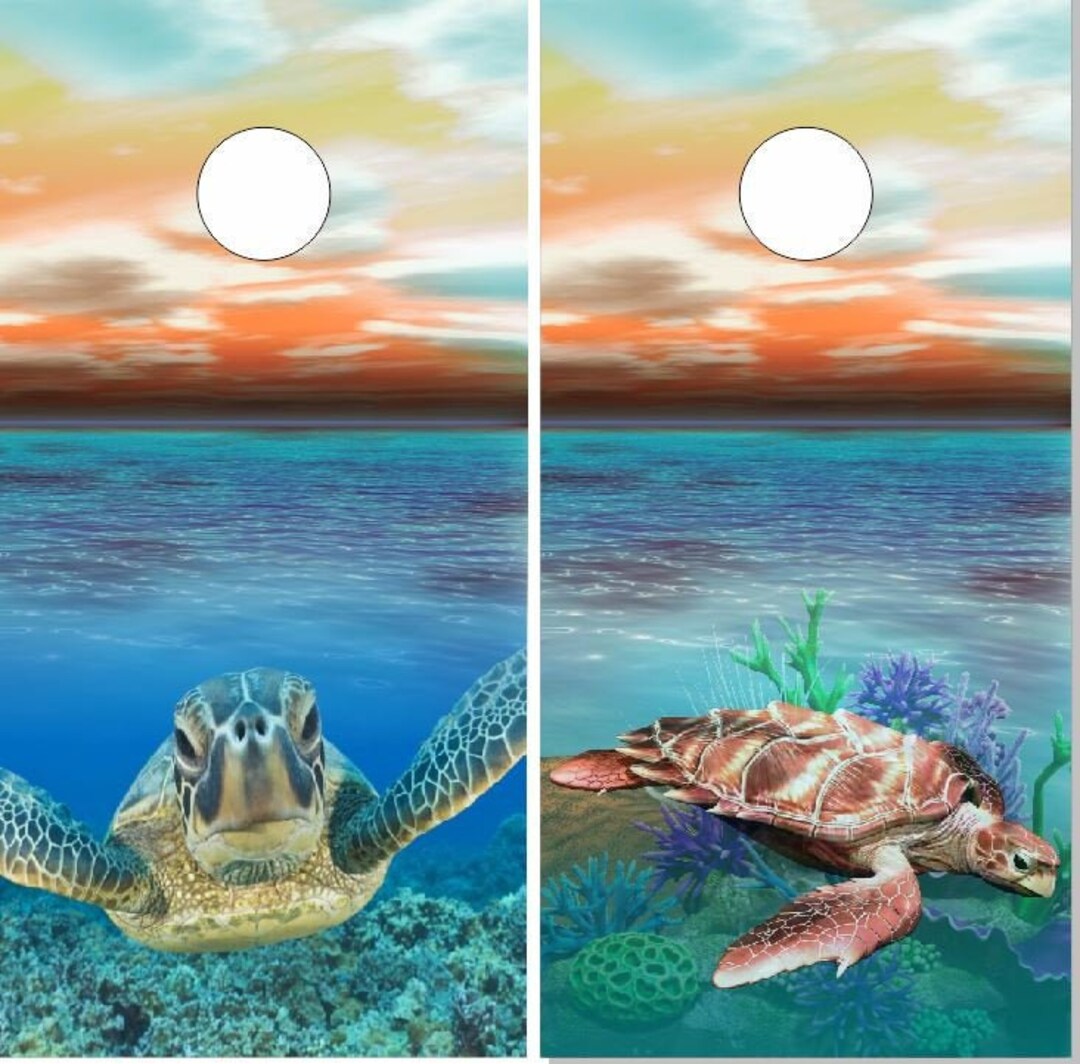 Underwater Sea Turtle Cornhole Wrap Bag Toss Decal Skin Sticker Wraps ...