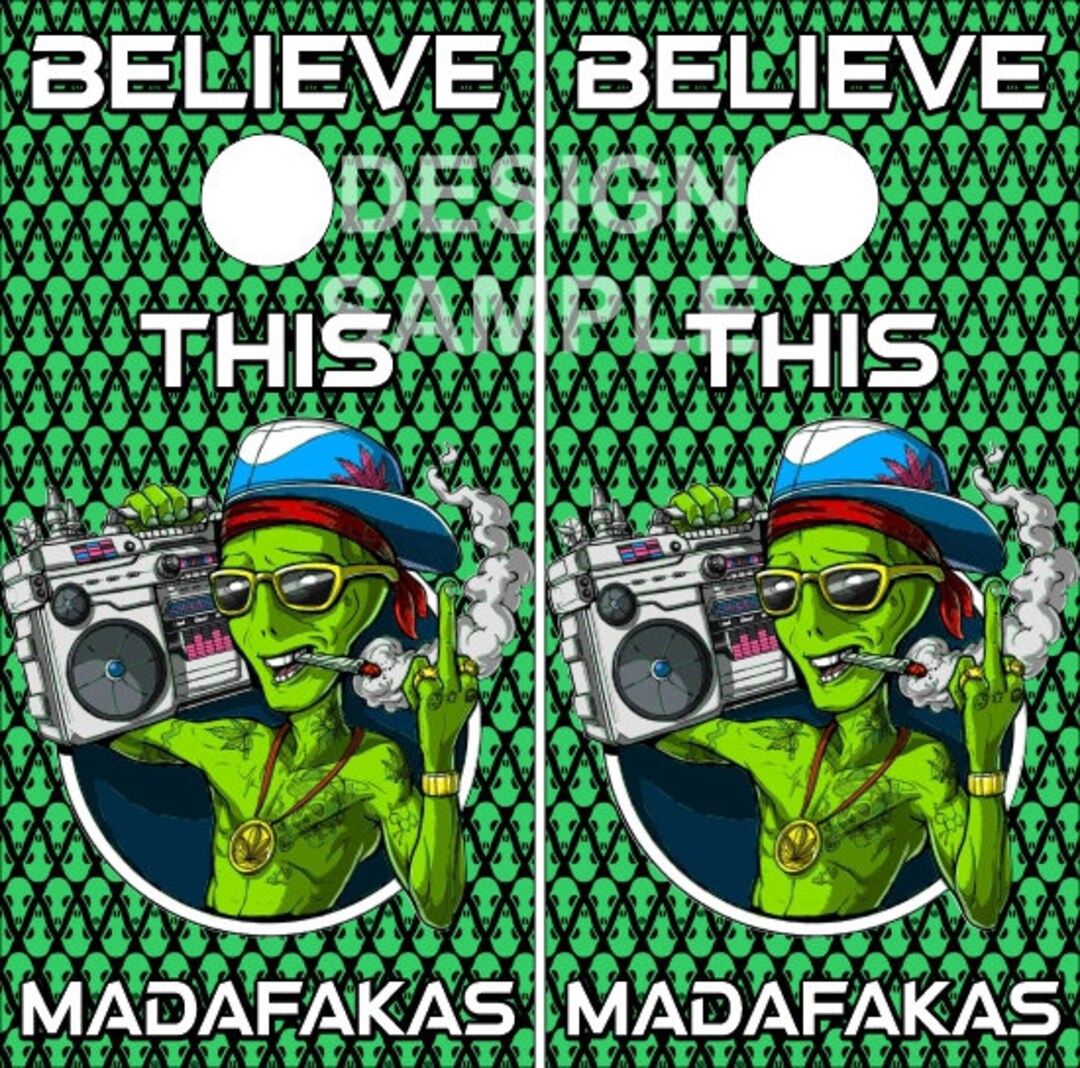 Alien Smoking Middle Finger Cornhole TOPS UV Direct Print tops Only - Etsy