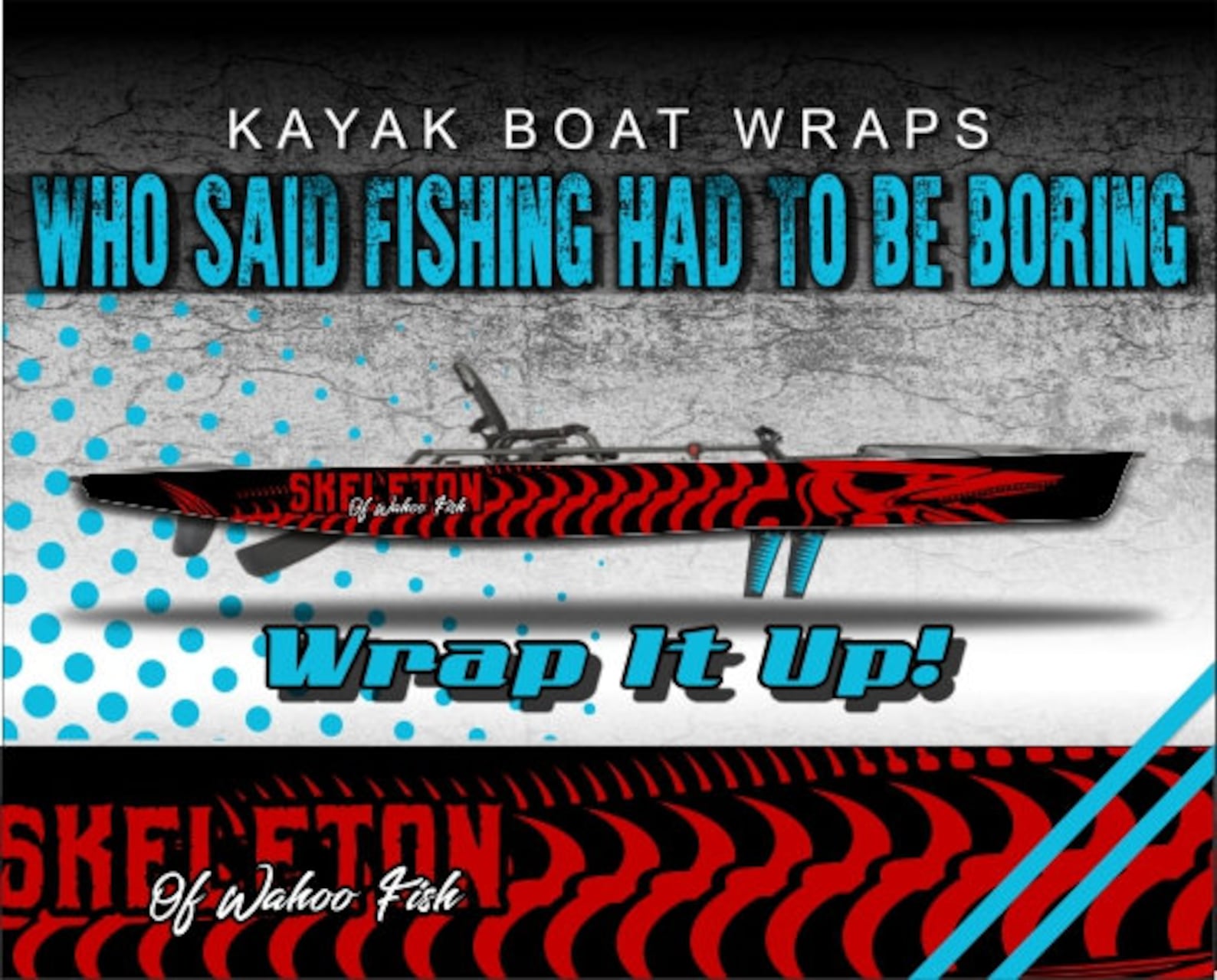 Skeleton of Wahoo Kayak Vinyl Wrap Kit Graphic Decal/sticker 12ft and ...