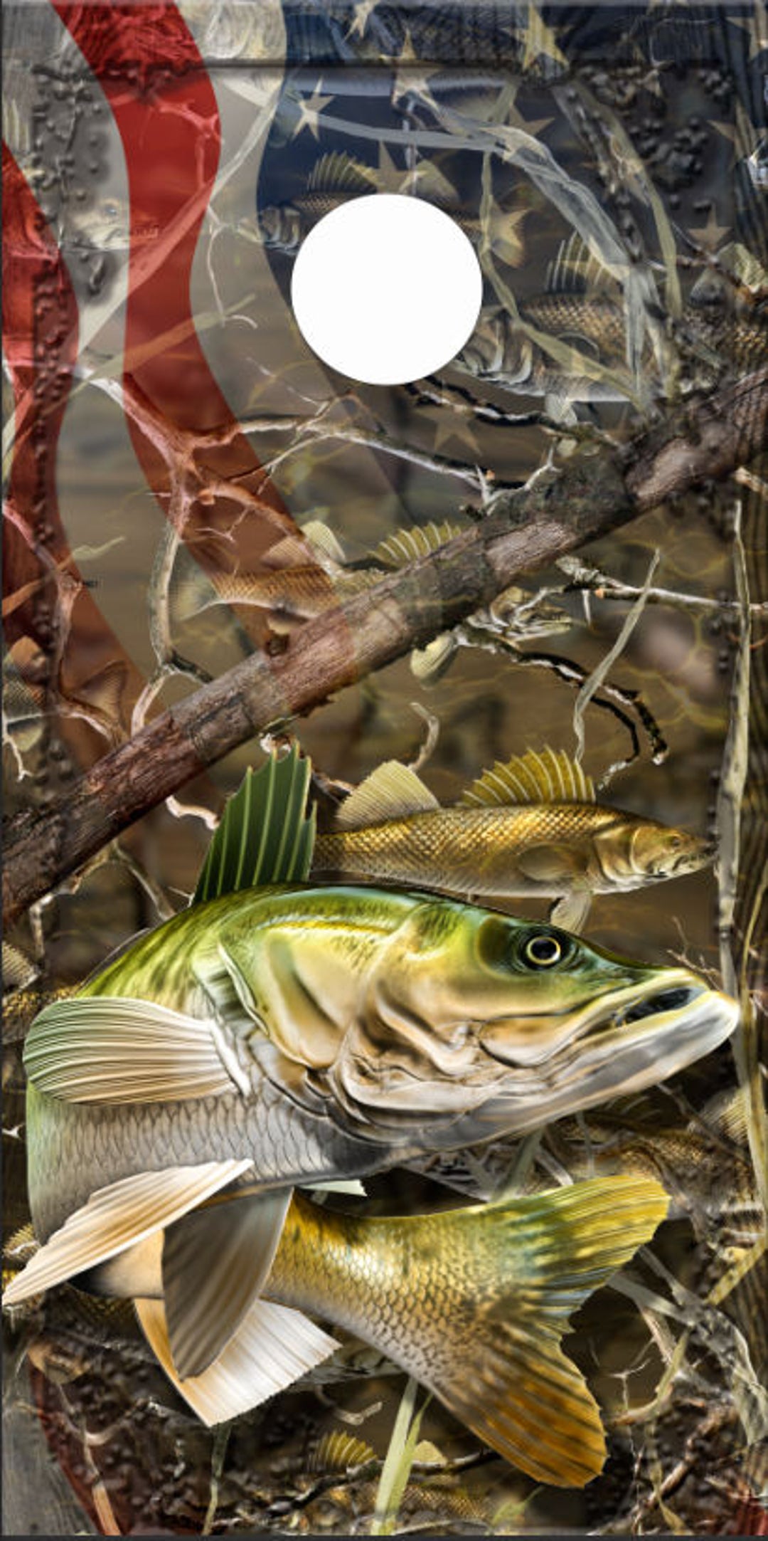 Walleye Fish Flag Camo Cornhole Wrap Bag Toss Decal Skin Sticker Wraps ...