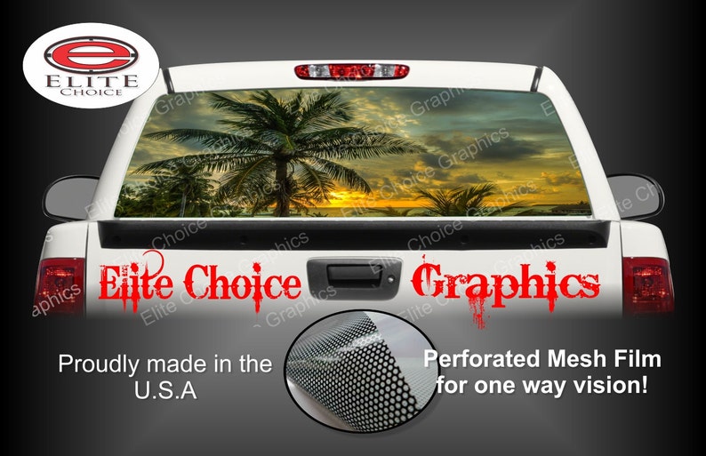 Beach Palm Trees Rear Window Graphic Tint Decal Sticker Truck SUV Van ...