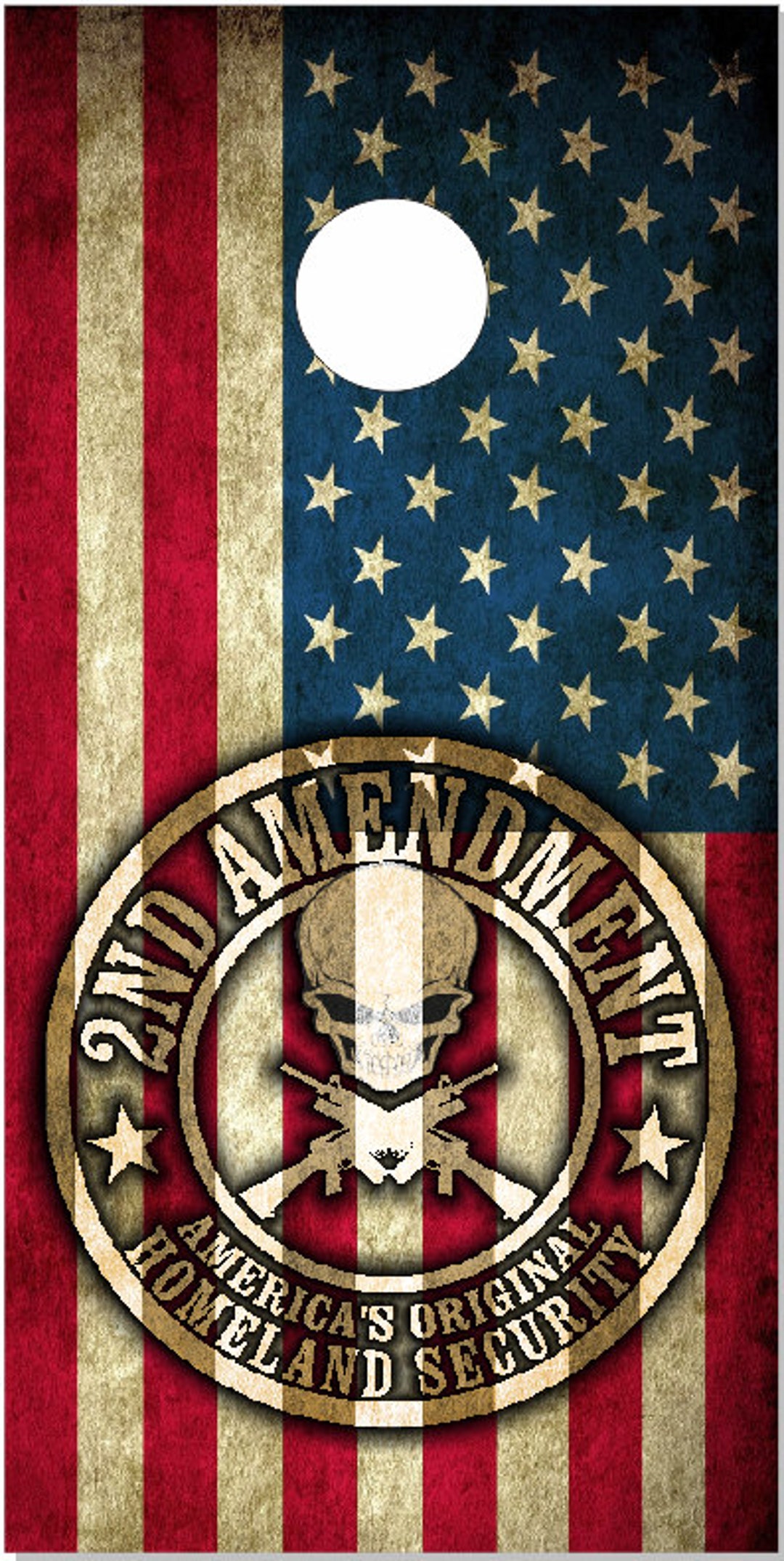 American Flag 2nd Amendment Skull Cornhole Wrap Bag Toss Decal Skin ...