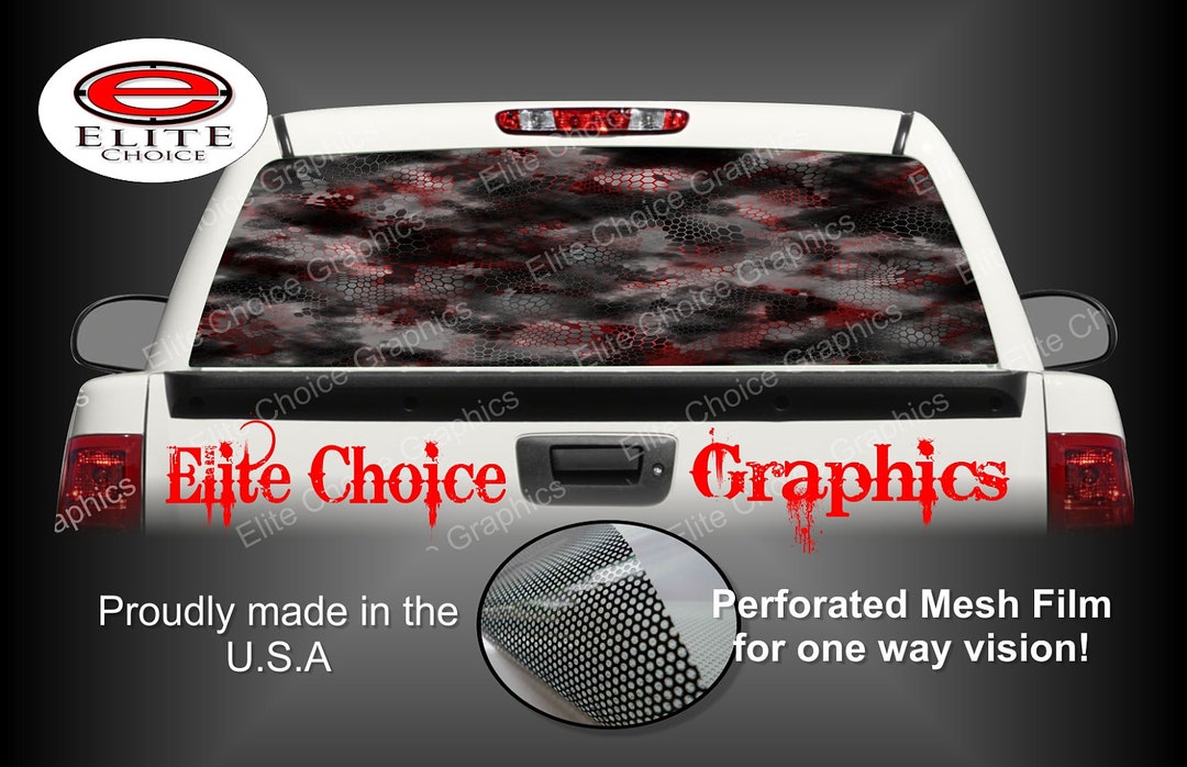 Hex 2 Red Camo Rear Window Graphic Tint Decal Sticker Truck SUV Van Car ...