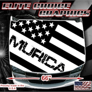 Murica White American Flag 2 Vinyl Hood Wrap Bonnet Decal Sticker ...