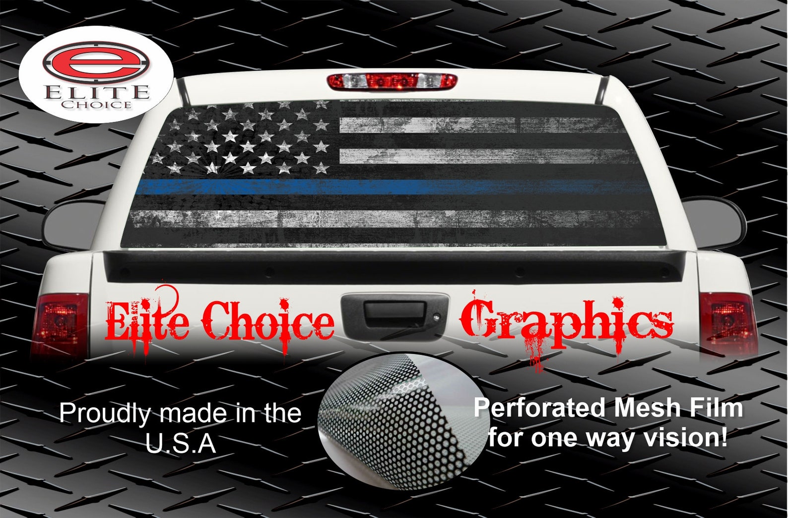 Police Distressed Thin Blue Line Flag Rear Window Graphic Tint Decal ...