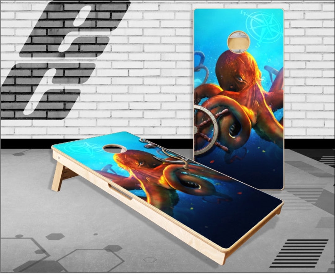 Octopus Underwater Nautical Cornhole Boards Bag Toss Game With Bags - Etsy