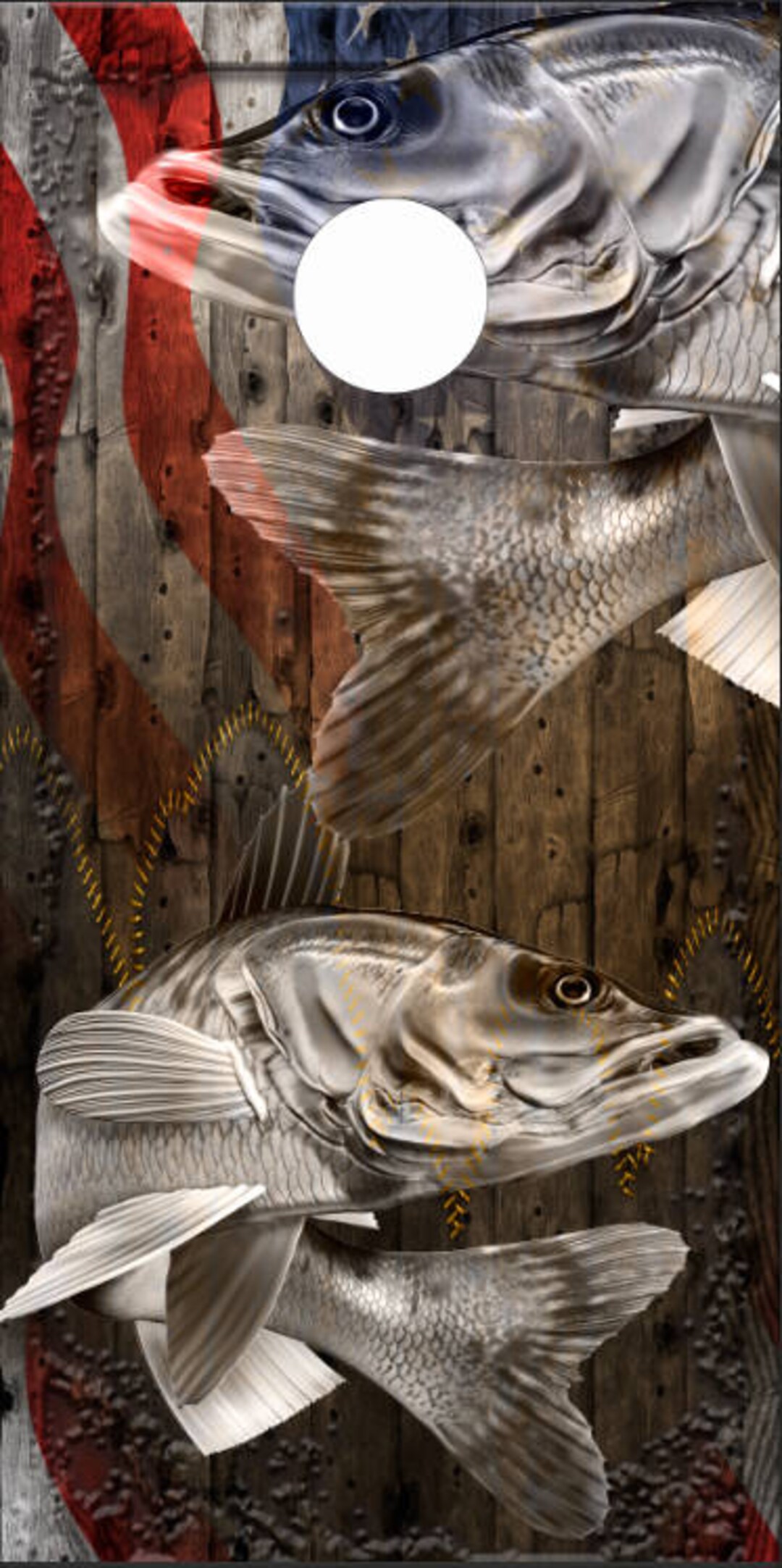 Ghost Walleye Fish Flag Wood Cornhole Wrap Bag Toss Decal Skin Sticker ...