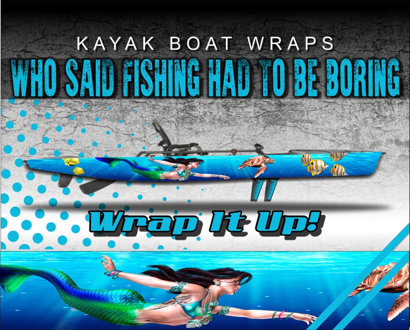 Mermaid Turtle Kayak Vinyl Wrap Kit Graphic Decal/sticker 12ft - Etsy